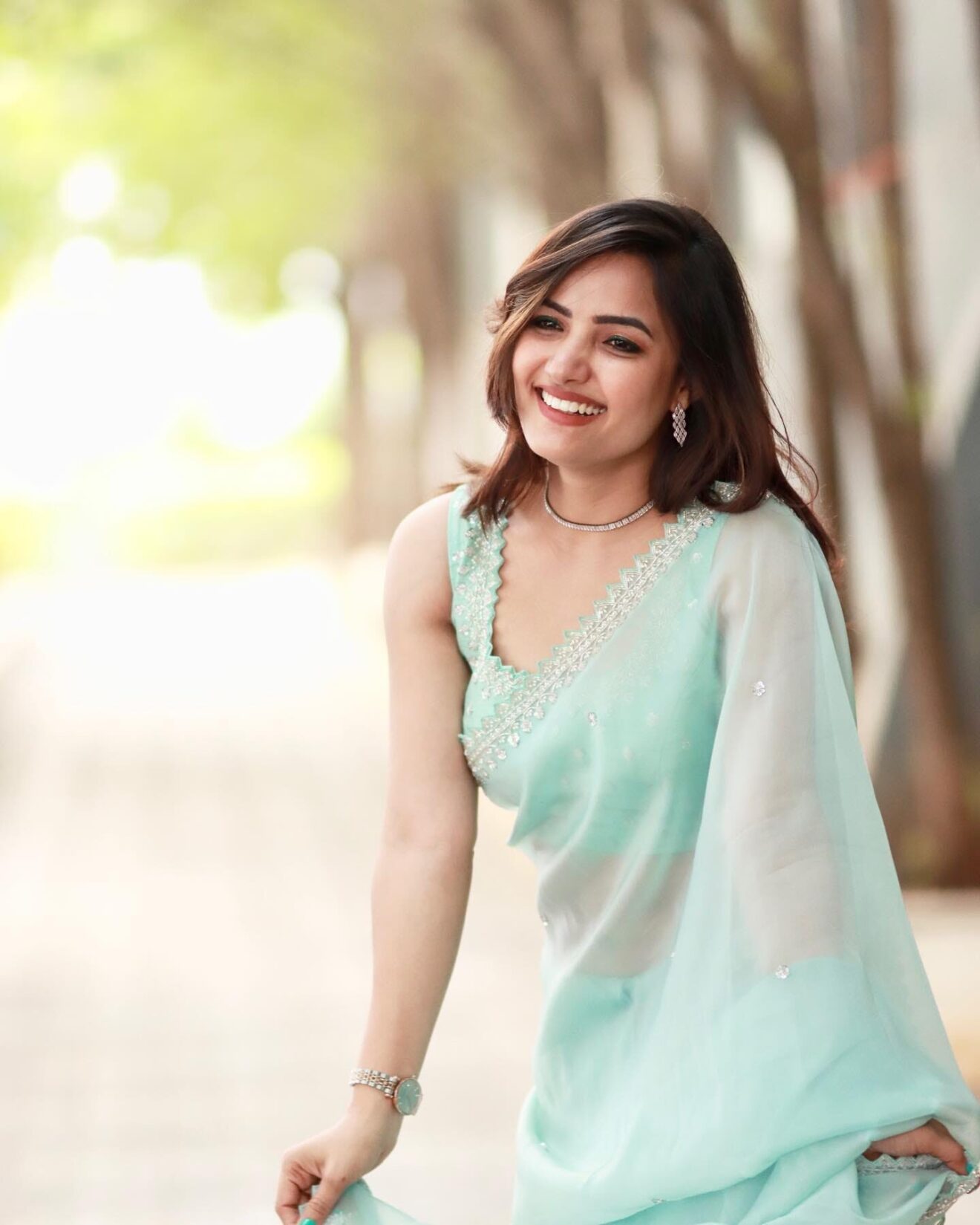 Siri Hanumanthu Looks Elegant In Traditional Saree Stills - Glam Actress